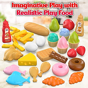TECHNOK 83PCS Pretend Play Kitchen Toys Cookware with Play Food Toy Set - Play Dishes Cookware Set - Large Toy Pots and Pans for Kids Kitchen Pretend Dishes - Play Food Set - Cooking Utensils