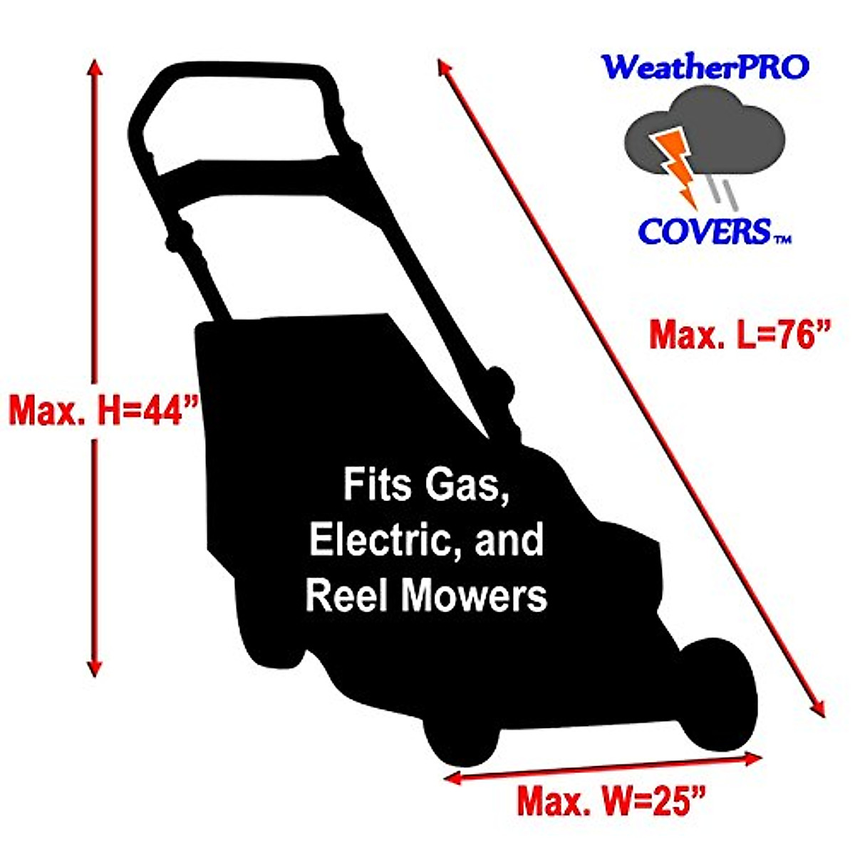Lawn Mower Cover - Waterproof, Premium Heavy Duty - Manufacturer Guaranteed - Weather and UV Protected Covering for Push Mowers - Secure Draw String and Large Size for Universal Fit