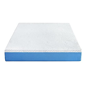 Olee Sleep 10 Inch Ventilated Gel Infused Memory Foam Mattress, CertiPUR-US® Certified, Blue, Queen