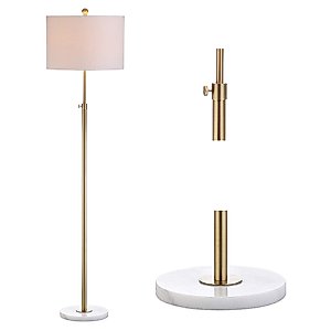 JONATHAN Y JYL3022A June 65" Adjustable Metal/Marble LED Floor Lamp, Modern, Contemporary, Elegant, Glam, Office, Living Room, Family Room, Dining Room, Bedroom, Hallway, Foyer, Brass