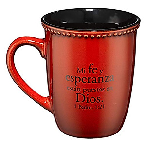 Christian Art Gifts Taza de Gres para Café y Té 14 oz Inspirational las Sagrada Escritura Taza para Hombre y Mujer: Fe - 1 Pedro 1:21 Microondas y Lavavajillas Novedad Vajilla, Rojo Paprika