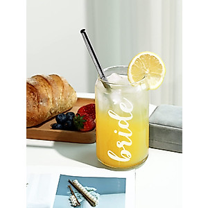 Nefelibata Teacher Appreciation Gifts Beer Can Glass Iced Coffee Glass Cup with Bamboo Lid Metal Straw 16oz Gift Teach Love Inspire Drinking Glasses Scool Staff Smoothie Tumbler Mug for Women Spring