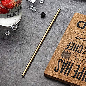 18 Piece Gold Stainless Steel Straws, 8.5 '' Reusable Drinking Straws,with Portable pouch,Suitable for wine and cold drinks (8 Straight/8 Bent/2 Brushes)