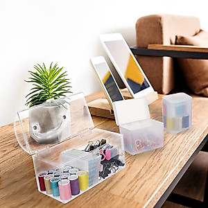 Plastic Square Storage Bin-Cabinet,Gift Box Portable Vanity Organizer with Secure Lid and Handle, Clear Container Box for Toiletries (1 Clear Box + 1 Middle Box +1 Smaill Boxs)