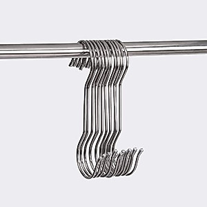 EveStroKA 12 Pack 7.9 Inch S Hooks Stainless Steel Long Heavy Duty for Hanging Clothes 20cm