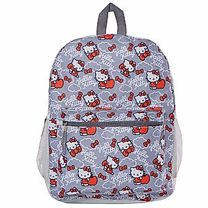 Fast Forward Hello Kitty Backpack for Girls, 16 inch, Red and Grey