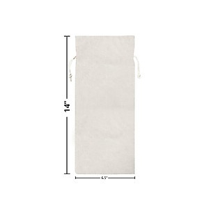 BannerBuzz Canvas Wine Bag Made of 100% Biodegradable Canvas Material With 4 Oz Weight (6.5" W x 14" H, Off White)
