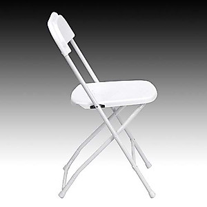 Ontario Furniture: Stackable White Metal Folding Chair, 800-Pound Weight Capacity, Premium Steel Frame with Plastic Seat and Back