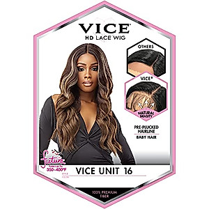 Sensationnel Vice lace front wigs - unit 16 5 inch Deep part synthetic preplucked hairline (1 JETBLACK)