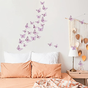 72 Pcs Butterfly Decorations, 3 Sizes 3 Styles, 3D Butterfly Wall Decor, Butterfly Party Decorations, Birthday Decorations, Butterflies for Crafts, Cake Decorating, Wall Stickers Room Decor (Lavender)