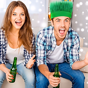 Sunshane 2 Pack Hairy Headband Crazy Hair Wigs for Mardi Gras Cosplay Sports Party and Spirit Day Accessory (Green)