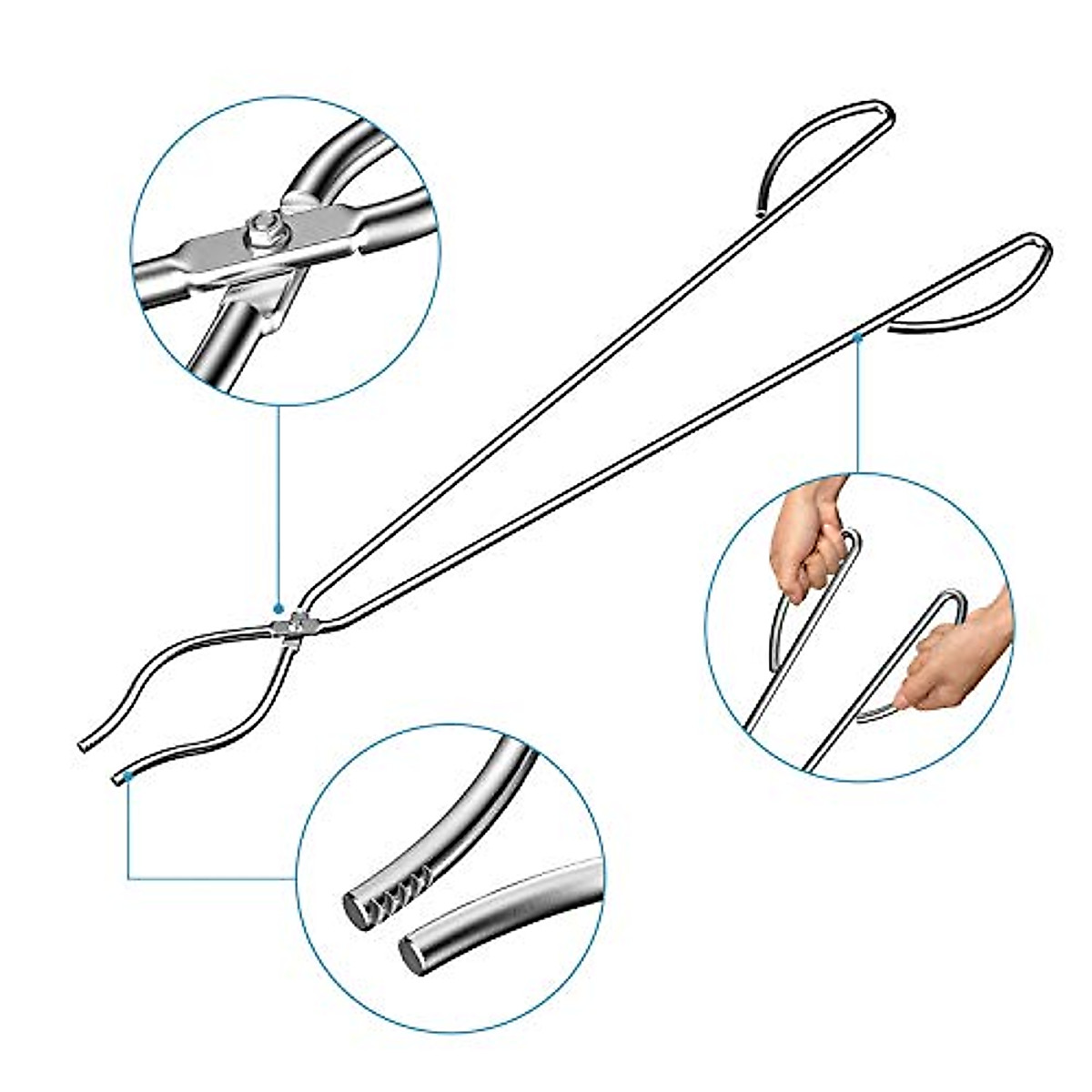 Skyflame Heavy Duty Firewood Log Claw Grabber for Indoor Fireplace Outdoor Gas Fire Pit & Wood Burning Chiminea | Campfire Large Modern Stainless Steel Fire Tongs for Moving Firelogs | 36 Inch Long