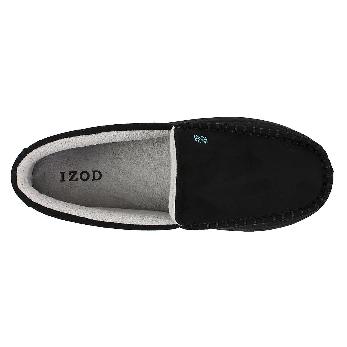 IZOD Men's Classic Two-Tone Moccasin Slipper, Winter Warm Slippers with Memory Foam, Size 11-12, Solid Black