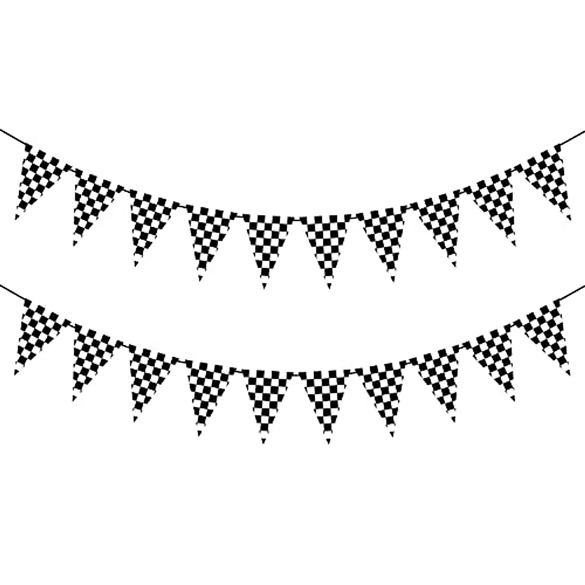 VILIFEVER 2 Pieces Black and White Checkered Flags Banner, Double Sided Checkered Pennant Banner for Racing Party Decorations Race Car Baby Shower Birthday Party Supplies