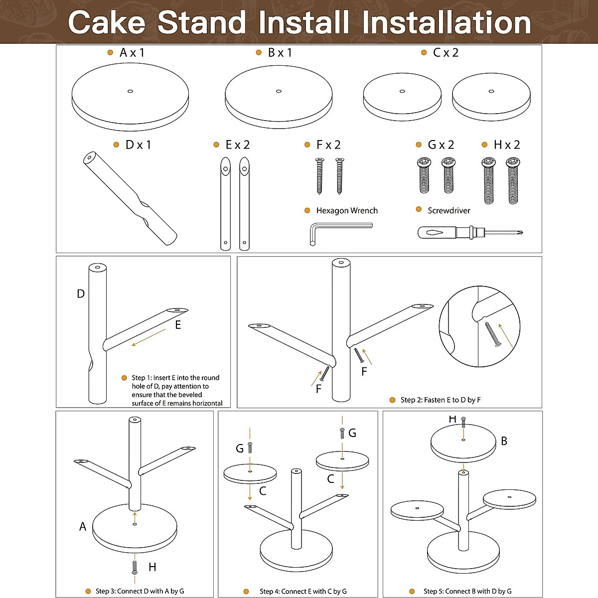 Ayfjovs 4 Tier Round Wooden Cupcake Stand, Wood Cupcake Holder, Cake Tiered Tray, Dessert Stands for Wedding Tea Party Birthday Holiday Baby Shower Dessert Display