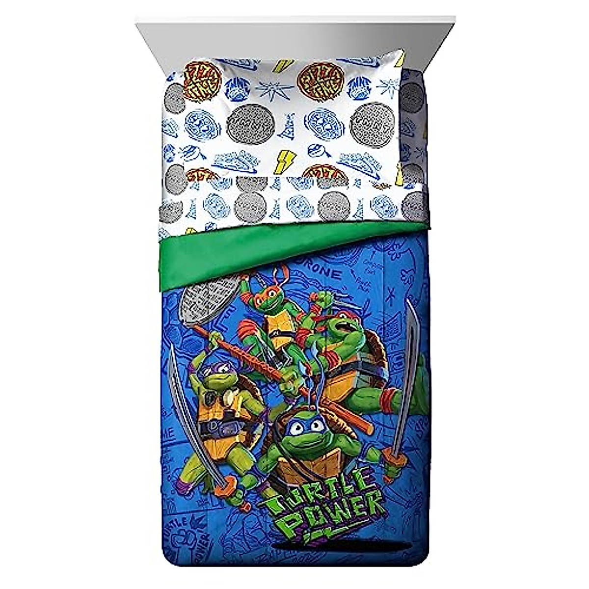 Jay Franco Nickelodeon Teenage Mutant Ninja Turtles Full Comforter Set - 7 Piece Bedding Includes Sheet Set & Pillow Covers - Super Soft Mutant Mayhem Microfiber Bed Set