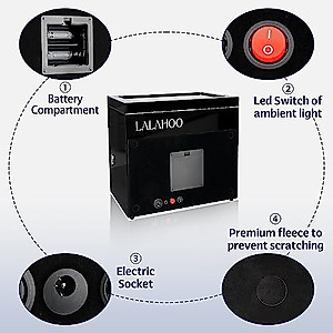 LALAHOO 4 Watch Winder for Rolex with Super Quiet Motor RGB LED Light Soft Watch Pillows,Watch Winders for Automatic Watches D Battery Compartment with AC Adapter USB