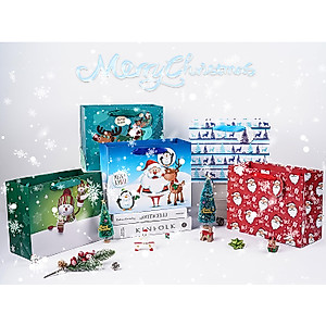 Elephant-package 18 Pack Christmas Gift Paper Bags with Tissue Papers Bulk, Medium Christmas Gift Bags Assorted Desgins with Handles and Tags Christmas Xmas Holiday Party Supplies.