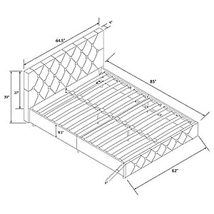 DHP Dakota Upholstered Platform Bed with Diamond Button Tufted Headboard and Footboard, No Box Spring Needed, Queen, Black Faux Leather