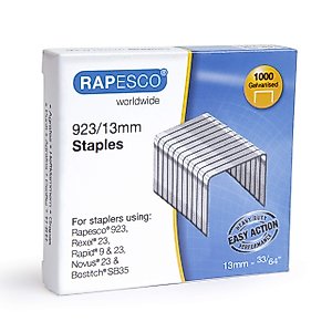 Rapesco 1484 923/13 mm Galvanised Staples, Type 23, Box of 1000