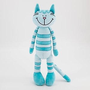 MR VIVICARE 14" Blue Stripe Standing Cat Stuffed Animals for Girls and Boys,Turquoise Stuffed Cat Plush Toys for Kids and Newborn Baby,Great Birthday, Machine Washable