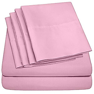 King Size Bed Sheets - 6 Piece 1500 Supreme Collection Fine Brushed Microfiber Deep Pocket King Sheet Set Bedding - 2 Extra Pillow Cases, Great Value, King, Pink