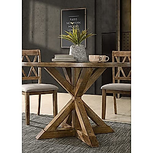 Roundhill Furniture Windvale Cross-Buck Base Dining Table, Black
