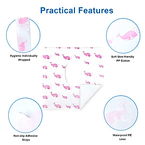 21 Pack Toilet Seat Covers Disposable, Extra Large Disposable Toilet Seat Covers for Adults, Individually Wrapped Potty Training Liners with Non-Slip Adhesives for Kids in Home, Restrooms&Travel -Pink