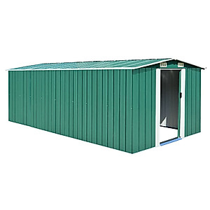 Outdoor Storage,Small Metal Shed,Tool Storage,for Garden,Backyard,Patio,Deck,Garden Shed 101.2" x 192.5" x 71.3" Metal Green
