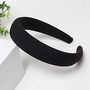 Cuizhiyu 4PK Simple Solid Headband with Sponge No Teeth Fabric Black Thick Hair Band Set for Women and Girls 1.2 inch Wide Hair Hoop Brown Series Hair Accessories (Color B)