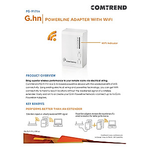 Comtrend G.hn 1.2 Gbps Wireless Powerline Ethernet Bridge with WiFi (PG-9171N)