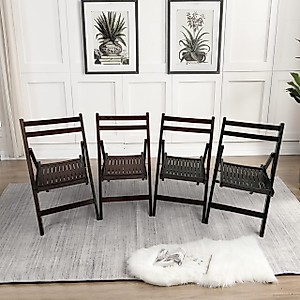 Pvillez 4 Pcs Folding Chairs, Wood Chair, Foldable Dining Chairs, Used for Outside Indoor Special Event Chair, Wedding Chair, Party Long Lifetime with Comfortable Slatted Seat
