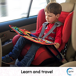 LukNic Busy Board Montessori and Sensory for Toddlers Toys for Children Learning Tool for Kids Portable Blue Felt Bag with Zipper Clock Activiti Kit