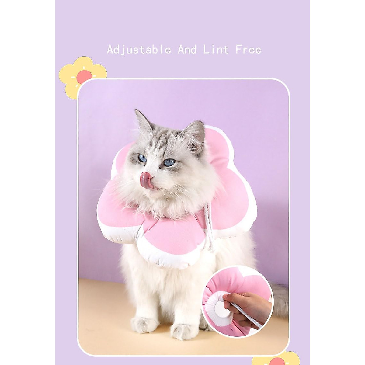 lzdycui Cat Cone Collar Soft,Adjustable Pet Collar with Waterproof,Prevent Biting Cute Flower Shape,Lightweight Cat Recovery Protective Collar for Cats,Pet,Small Dogs. (Pink, S(6.7-10.6in))