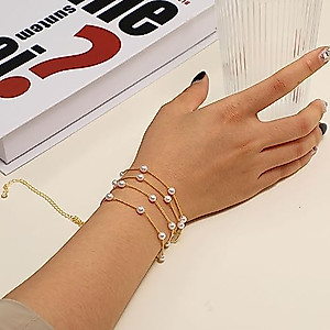 Amicon 2PCS 18K Gold Plated Waist Chain Pearl Belly Body Chain Layered Satellite Waist Chains Minimalist Beach Bikini Body Jewelry for Women 26.5-33Inch