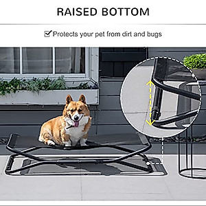 PawHut Elevated Dog Bed with Breathable Fabric, Foldable Pet Cot with Heavy Duty Steel Frame, Portable Cooling Pet Bed Indoor Outdoor Use, for Small Medium Dogs