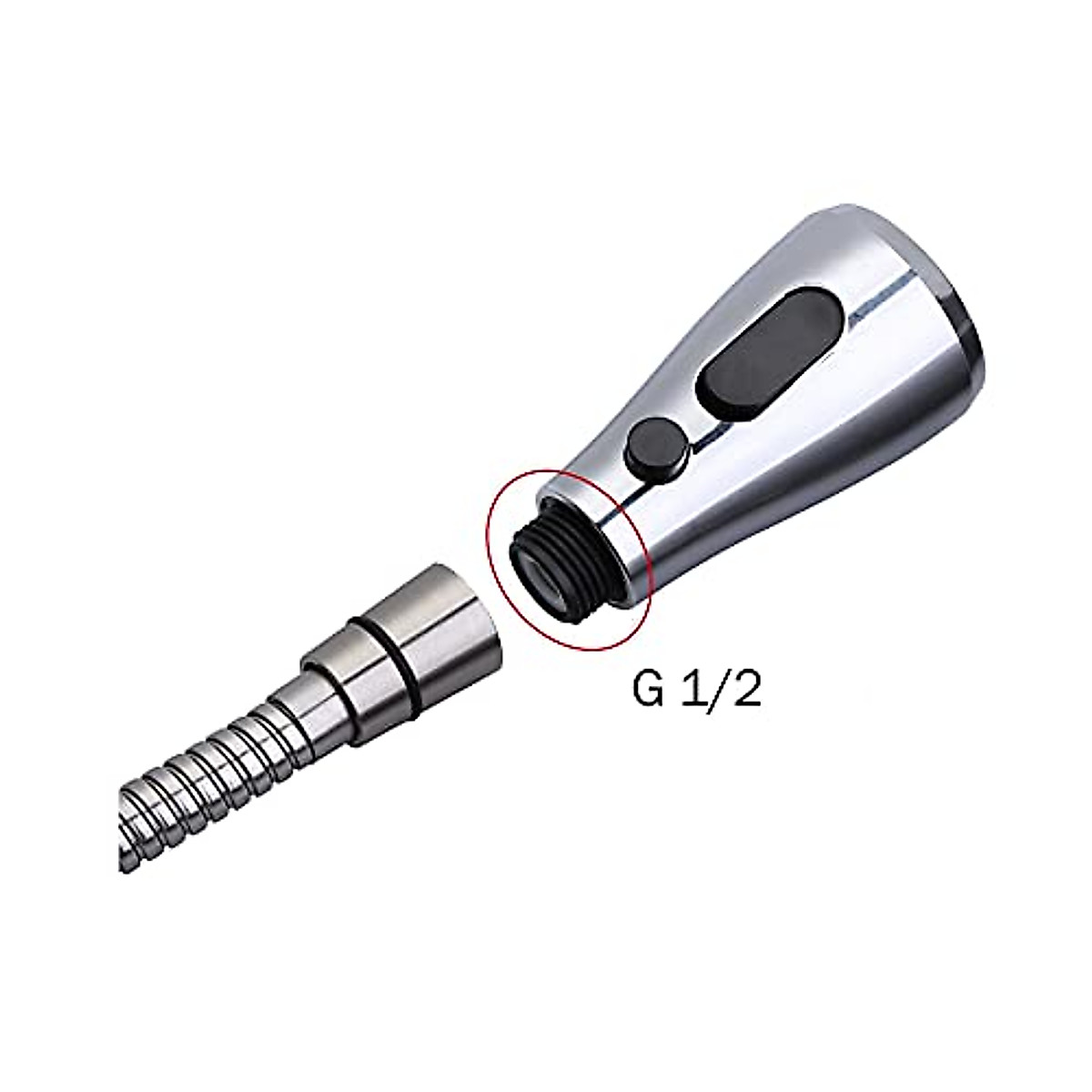 Pull Down Kitchen Faucet Sprayer Head Replacement Part - Pull Out Sink Sprayer Replacement Nozzle, Kitchen Faucet Head Hose Spray Tap Spout Only for G1/2 Connector (Brushed Nickel)