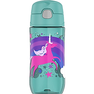 THERMOS FUNTAINER 16 Ounce Plastic Hydration Bottle with Spout Lid, Color Change Unicorns