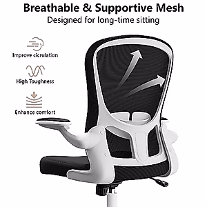 Ergonomic Office Chair, Comfort Swivel Home Office Task Chair, Breathable Mesh Desk Chair, Lumbar Support Computer Chair with Flip-up Arms and Adjustable Height