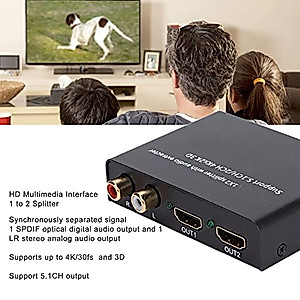 Audio Converter, DAC Chip Black Easy To Install Iron Box 4K HD Multimedia Interface Splitter for HDTV