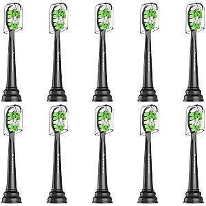 Aoremon Replacement Brush Heads for Sonicare - Electric Toothbrush Heads Compatible with Philips Sonicare W 6100 5300 4100 & Most Snap-on Toothbrush Modle, Black 10PCS