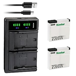 Kastar 2-Pack Battery and LTD2 USB Charger Compatible with Xiaomi YI AZ13-1, AZ13-2 Battery, Xiaomi Yi Action Camera, Yi 1 Action Camera, Xiaomi Xiaoyi 1080P 16.0MP CMOS Sports Action Camera Camcorder