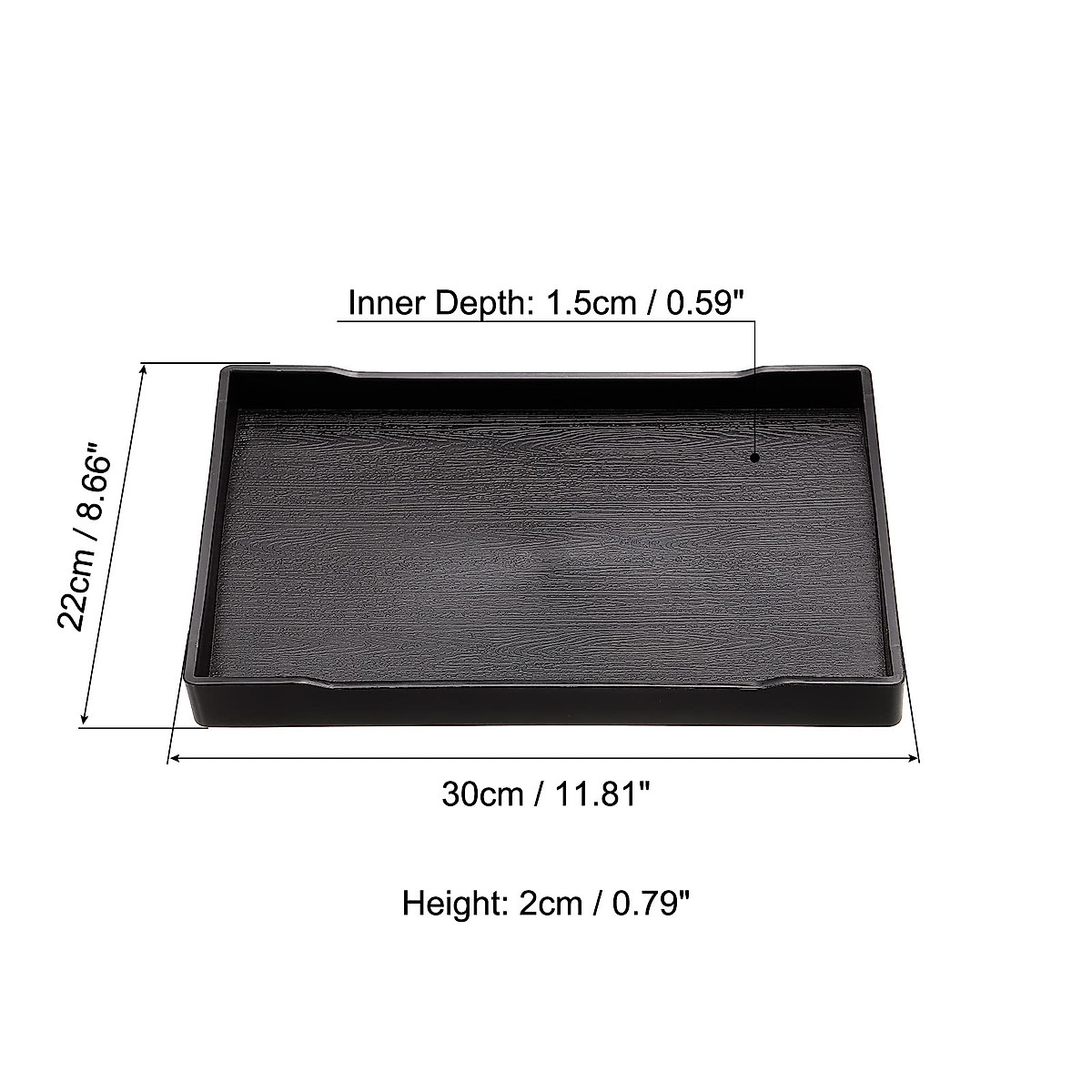 PATIKIL 12x9 Fast Food Tray, Plastic Reusable Recyclable Multi-Purpose Rectangle Serving Tray for Restaurant Home Kitchen, Black