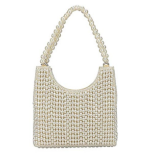 Indian Style Pearl Tote Bag Wrist Bag Evening Clutch Wedding Purse for Women & Girls