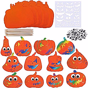 Winlyn 72 Sets Fall Magic Color Scratch Pumpkin Cutouts Craft Kit Paper Pumpkin Squash Gourd Cutouts Googly Eyes Scratching Tool for Kids Classroom Activities Party Favors Halloween Decor