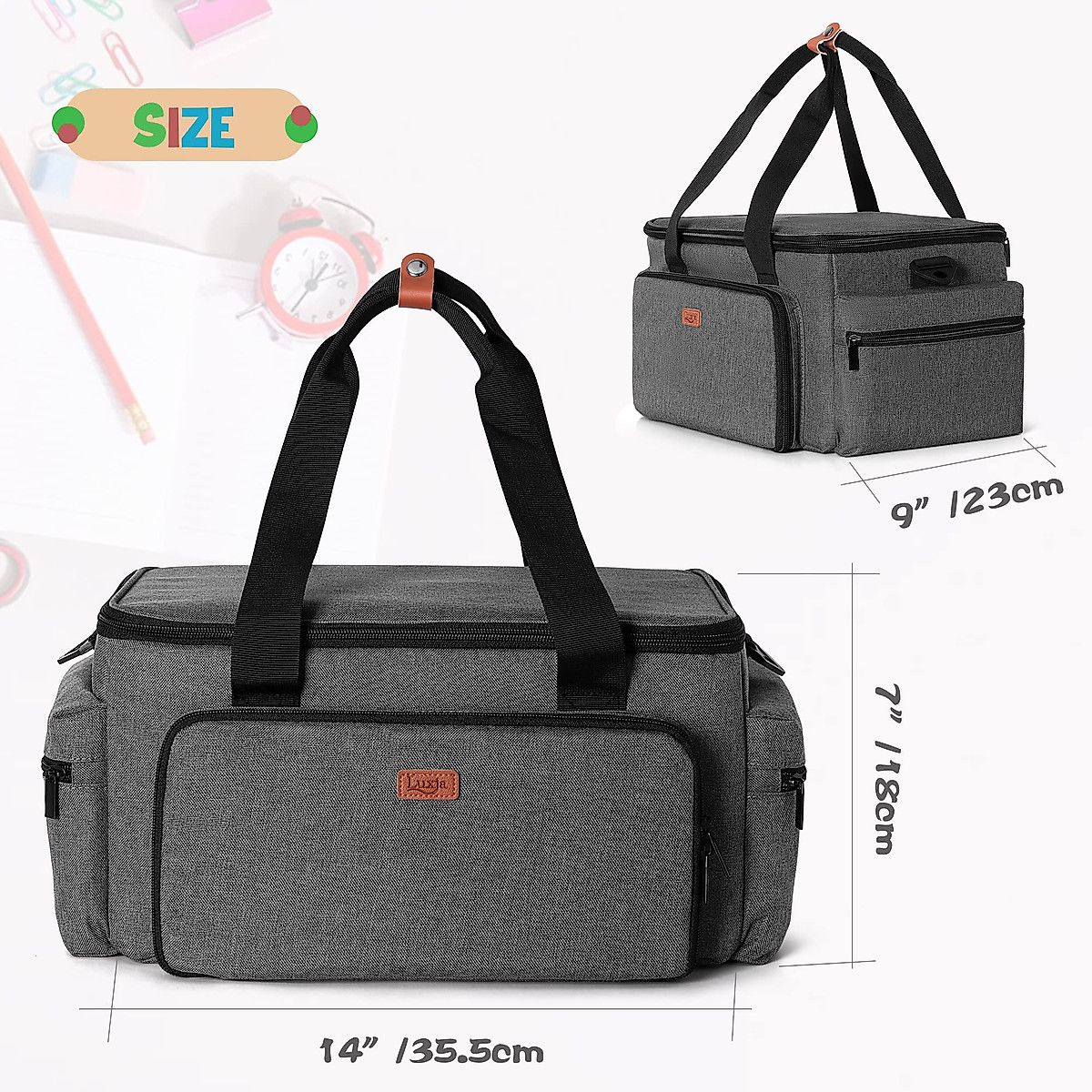 LUXJA Large Capacity Craft Bag with Shoulder Strap, Craft Tote for Art, Scrapbooking or Sewing Supplies (Bag Only), Gray