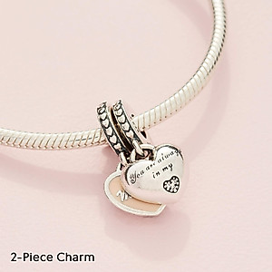 Pandora Jewelry Mother and Daughter Hearts Dangle Cubic Zirconia Charm in Sterling Silver