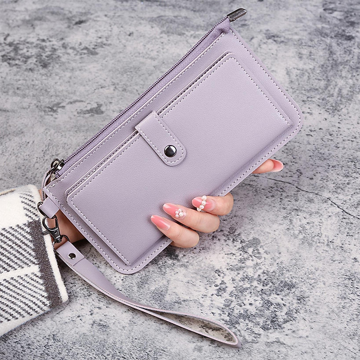 uaswguDFS Women's Wallets PU Leather Cell Phone Slim Wallet Multi Cards Holder Clutch Purse Bifold Thin Handheld Purse (purple)
