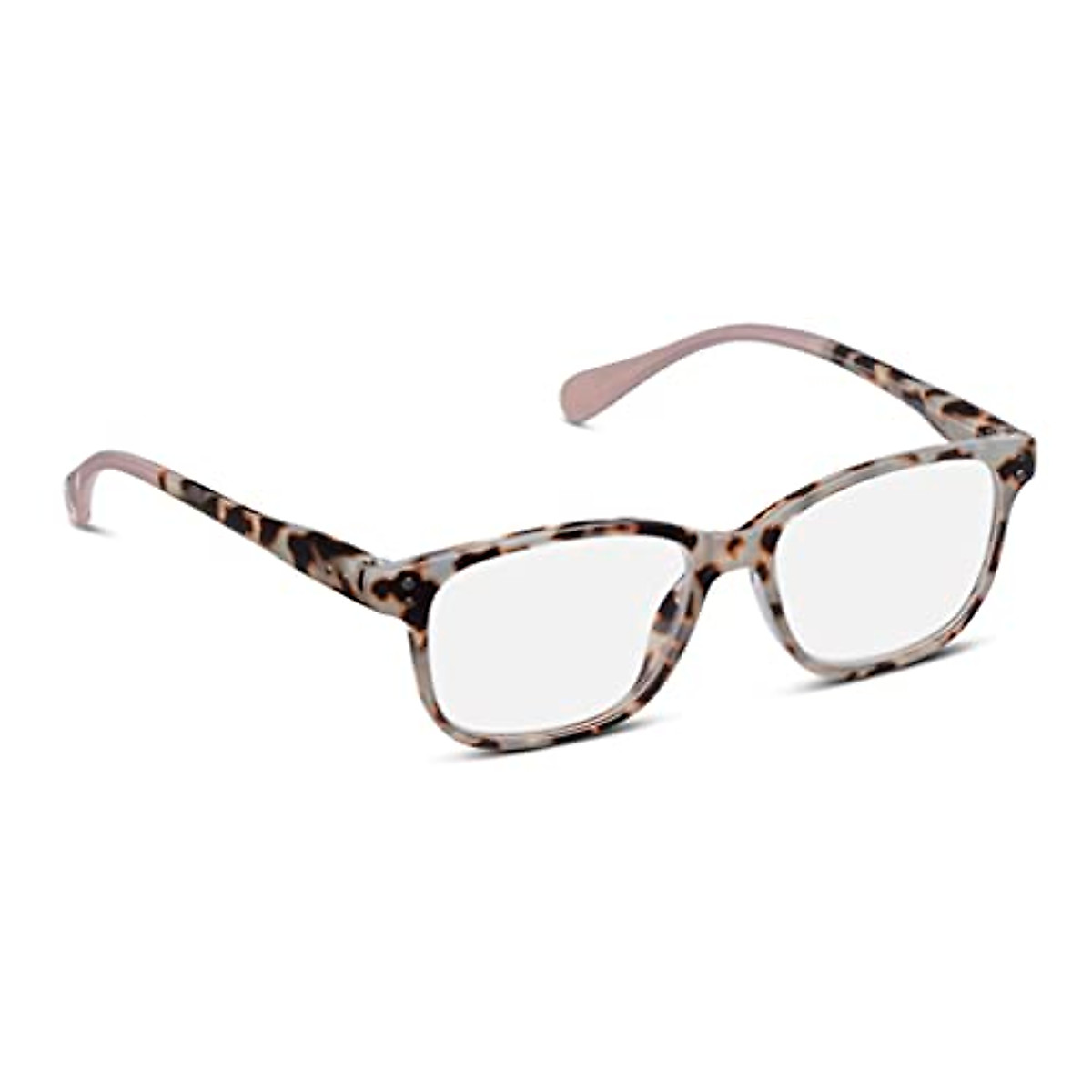 Peepers by PeeperSpecs Women's Nature Walk Soft Square Blue Light Blocking Reading Glasses, Gray Tortoise/Pink, 51 + 1.5
