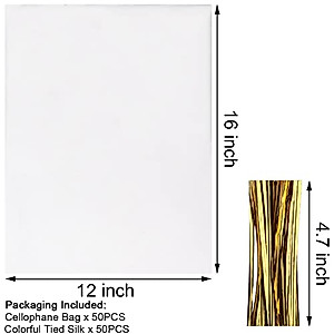 Bosose 50 Pcs 12x16 Clear Treat Bags OPP Cello Cellophane Treat Bags for Gift Wrapping, Bakery, Cookie, Candies, Dessert, Party Favors Packaging, with color Twist Ties